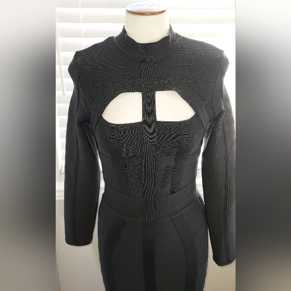 No Name Brand | Dresses | No Name Black Body Con Dress With Front Cut ...